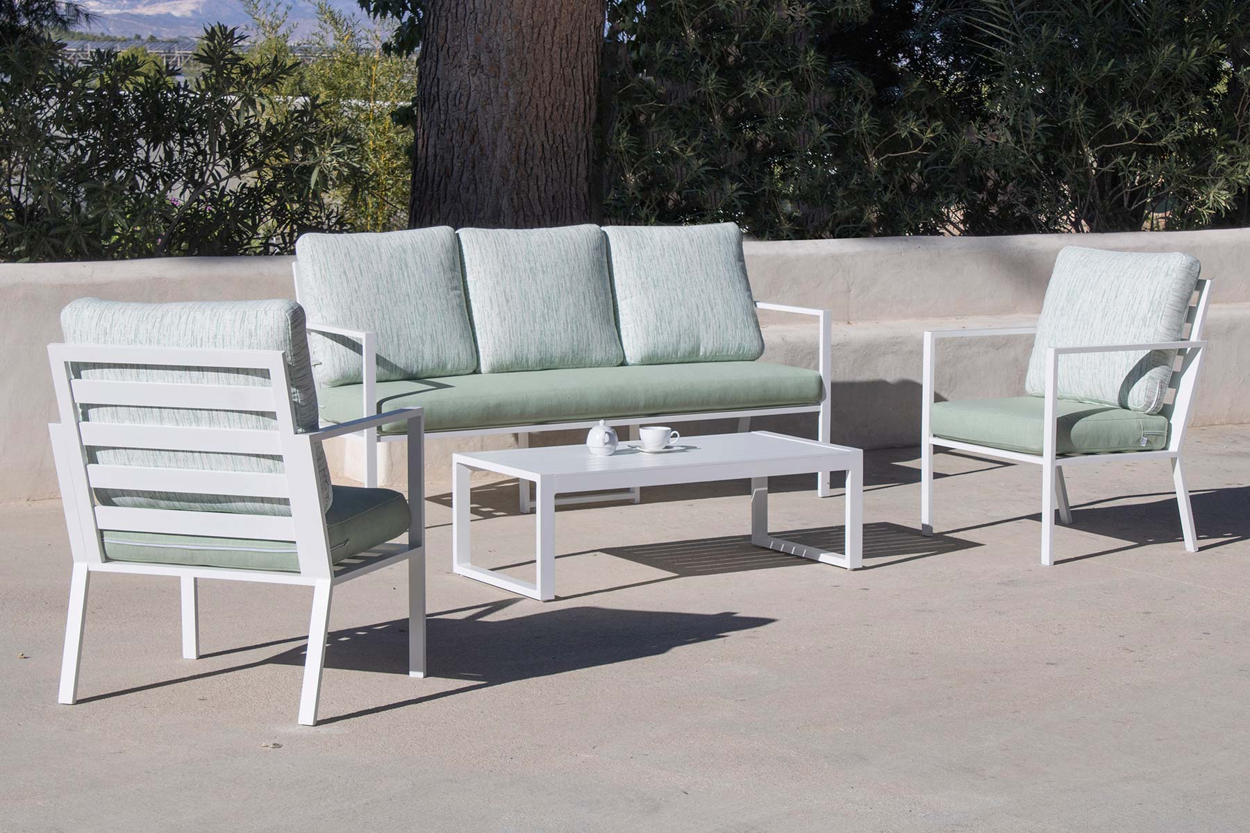 Sofá de 3 plazas en aluminio ligero para terraza | Malibú